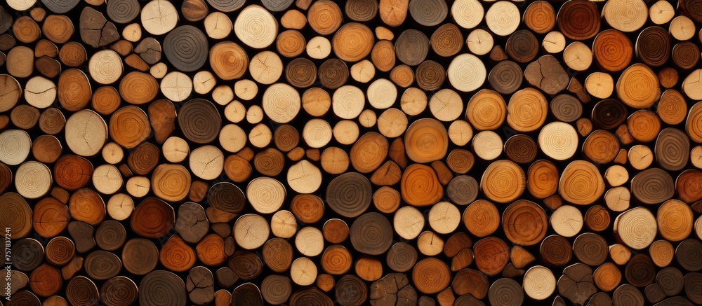 A stack of Brown logs, made of Natural material from Woody plant trunks ...