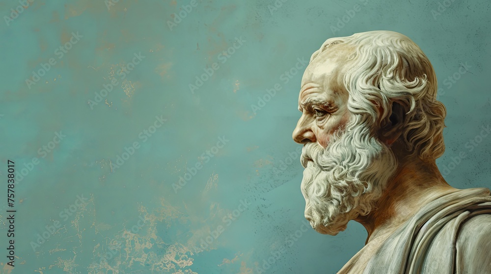 Greek Philosopher Socrates Presentation with Sky History and Blue Quote ...