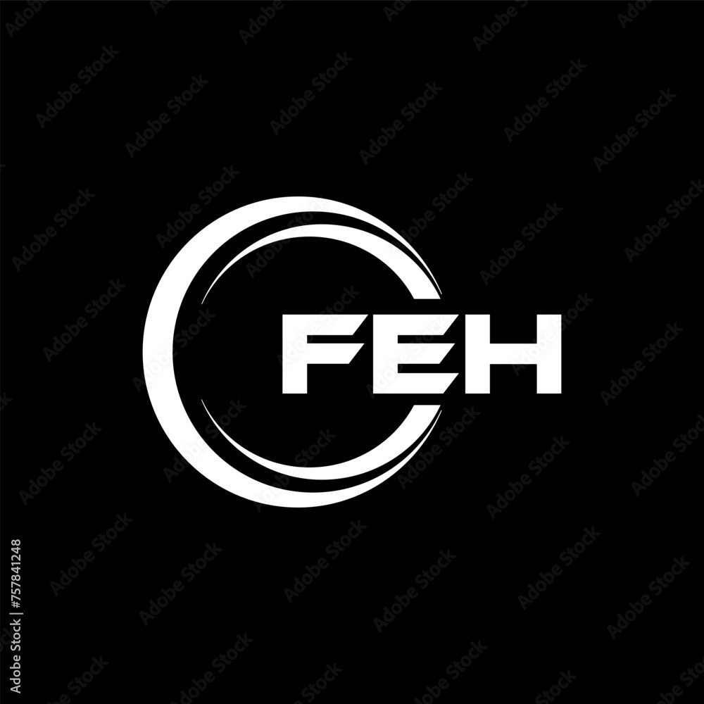 FEH letter logo design in illustration. Vector logo, calligraphy ...