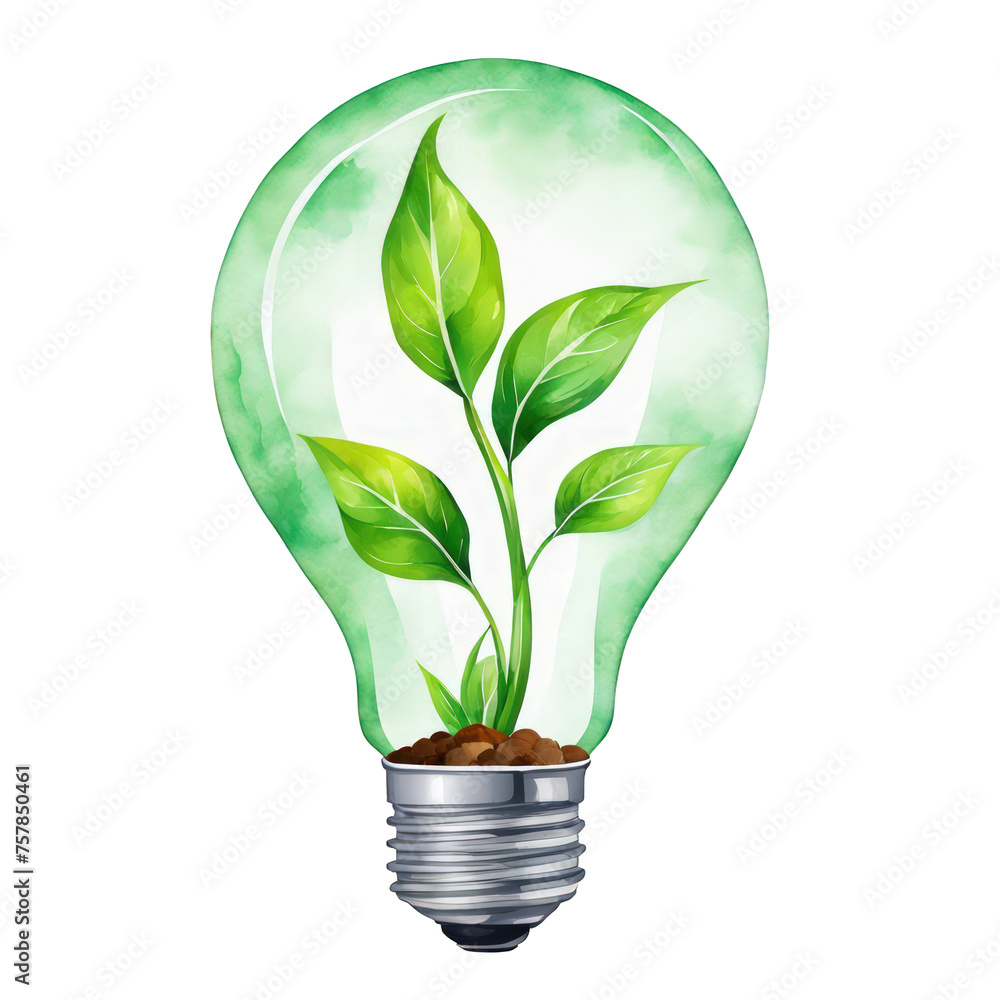 A sapling growing in a bulb, eco energy concept, environment ...