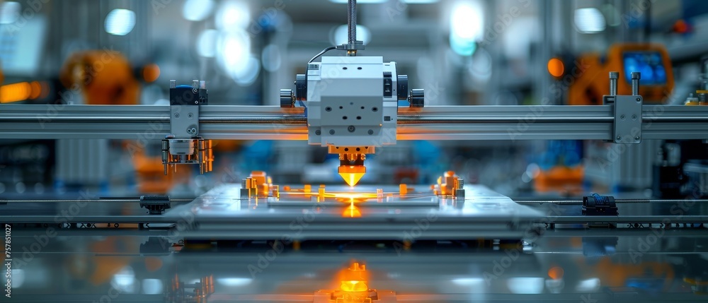 An electronic three-dimensional plastic printer is used in a school ...