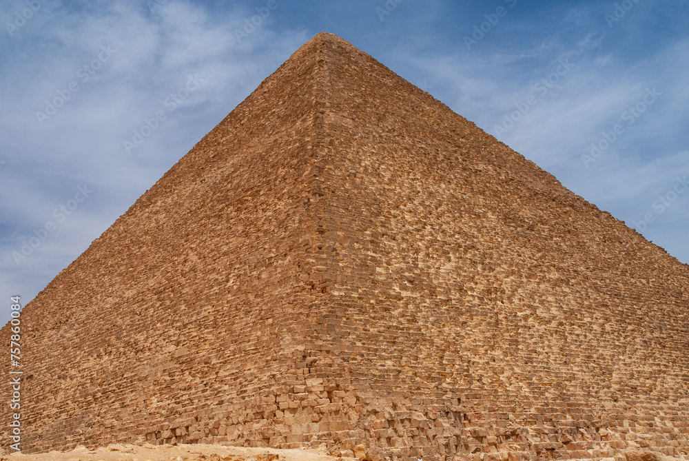 Cairo, Egypt. Pyramid complex on Giza plateau. Pyramid of Cheops ...