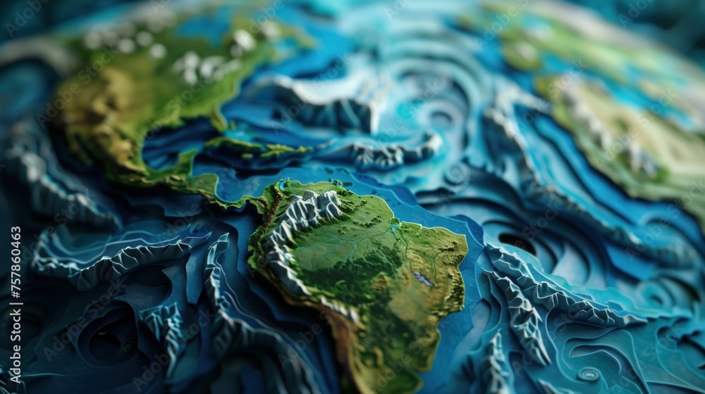 Textured Earth, A strikingly detailed, three-dimensional rendering of ...