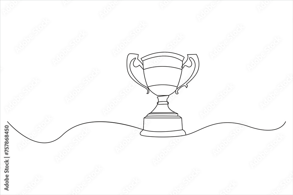 winner trophy cup continuous one line drawing. Trophy cup line art ...