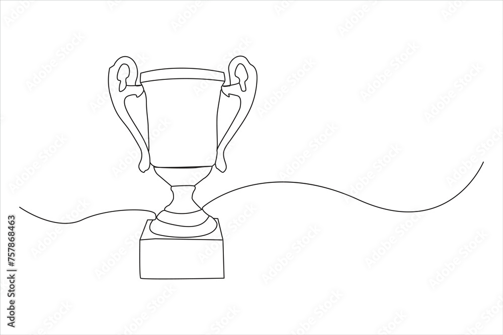 winner trophy cup continuous one line drawing. Trophy cup line art ...