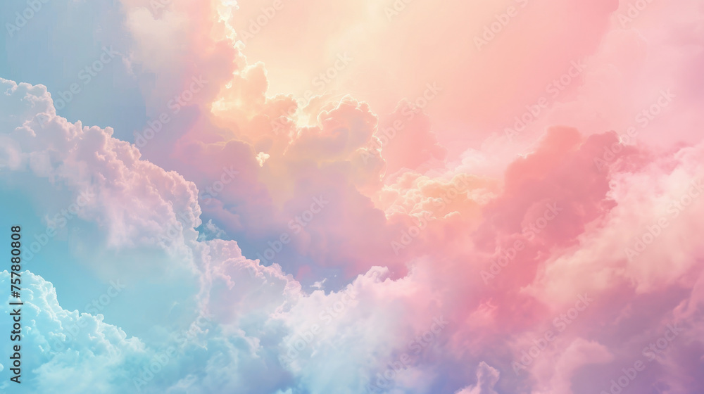 Vivid pastel clouds in dynamic and soft sky, blending pink and blue ...