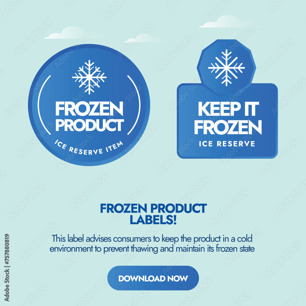 Frozen Product. Keep it Frozen labels, stickers, stamps, emblem with ...