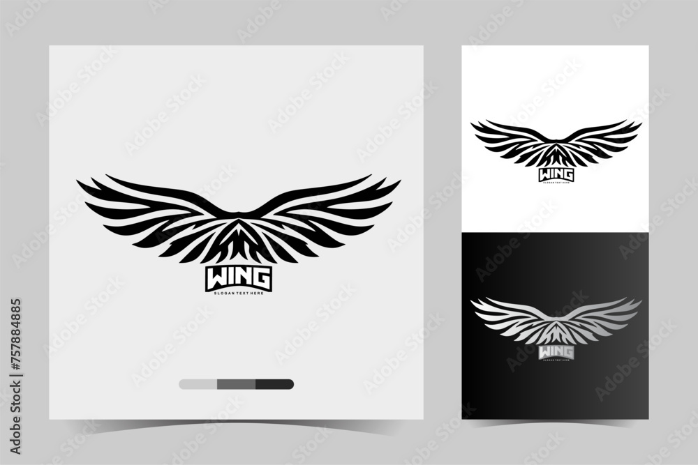 black and white minimalist wing vector logo, Wings badges. Collection ...