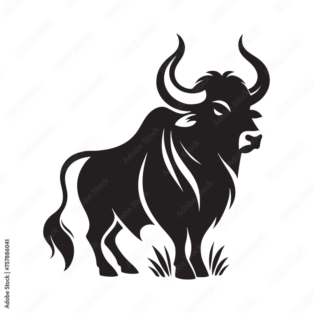 Gaur Silhouette Vectors: Majestic Wild Bull Designs for Wildlife ...