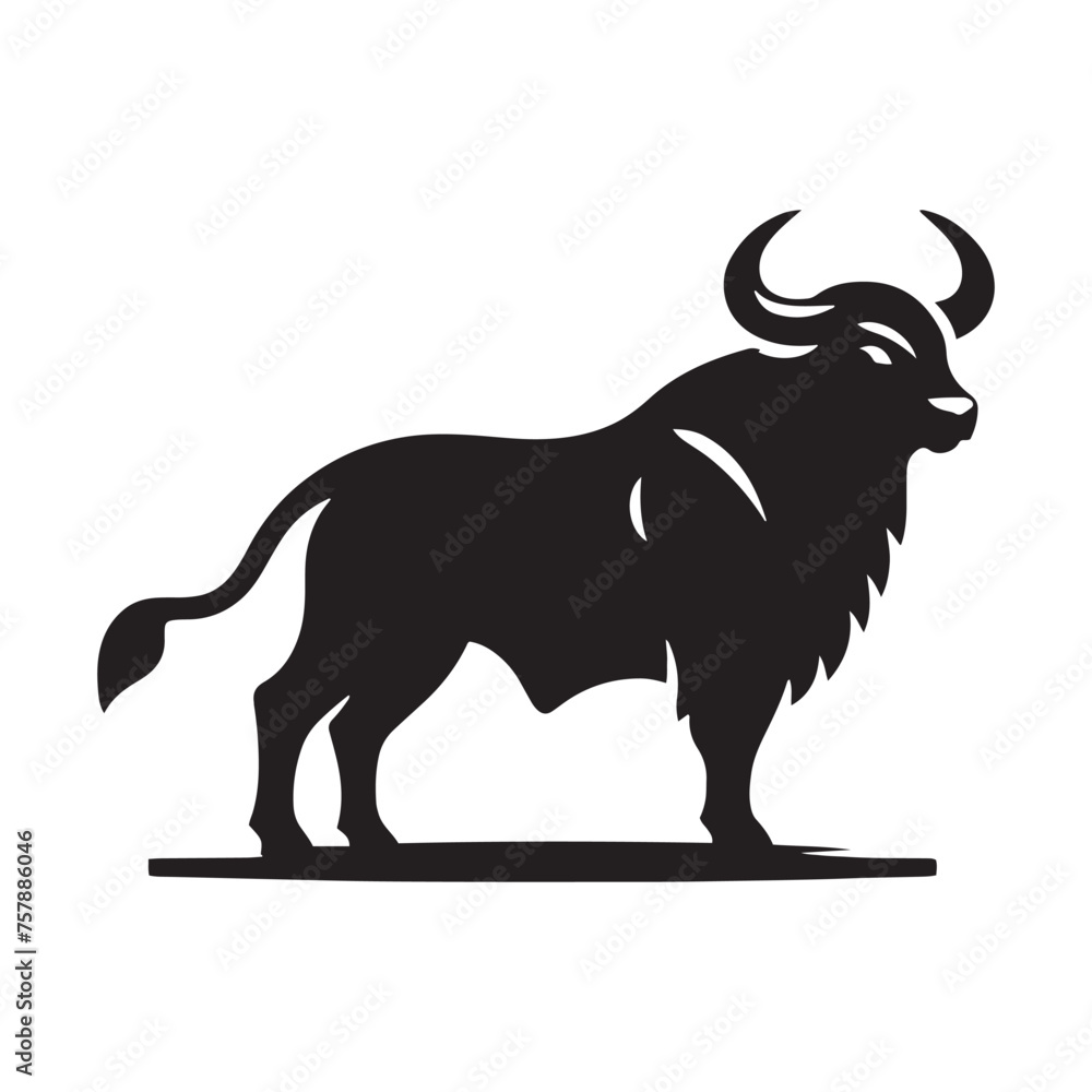 Gaur Silhouette Vectors: Majestic Wild Bull Designs for Wildlife ...