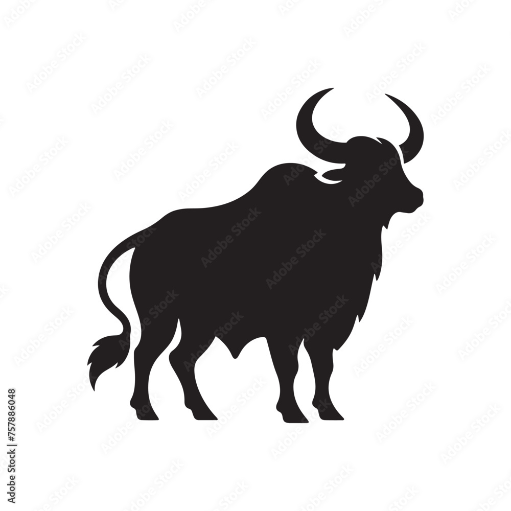 Gaur Silhouette Vectors: Majestic Wild Bull Designs for Wildlife ...