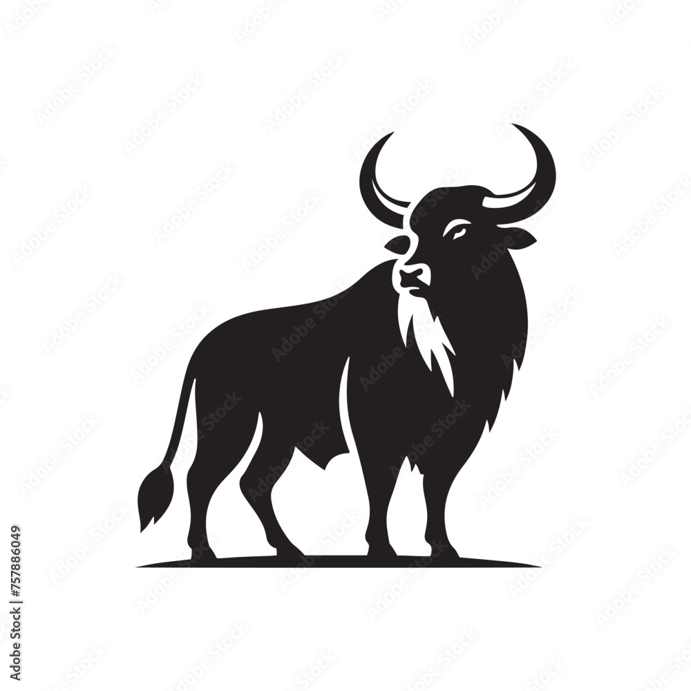 Gaur Silhouette Vectors: Majestic Wild Bull Designs for Wildlife ...