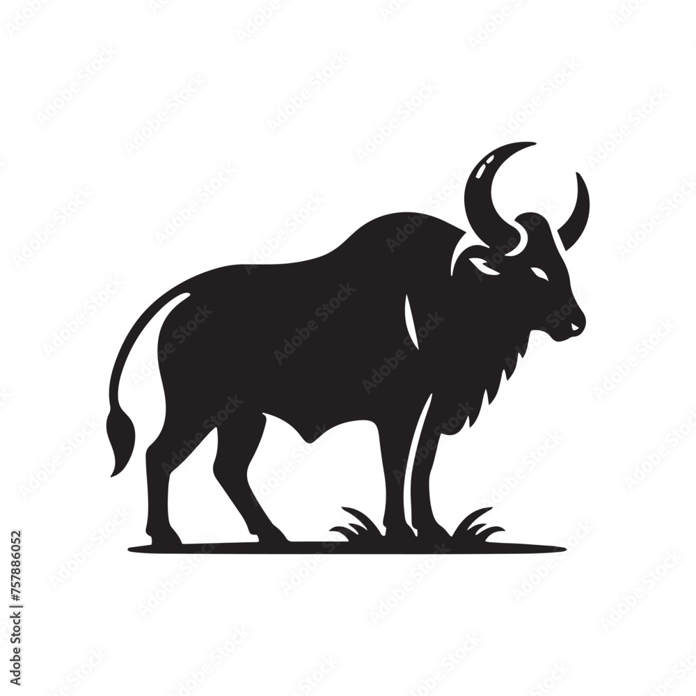 Gaur Silhouette Vectors: Majestic Wild Bull Designs for Wildlife ...