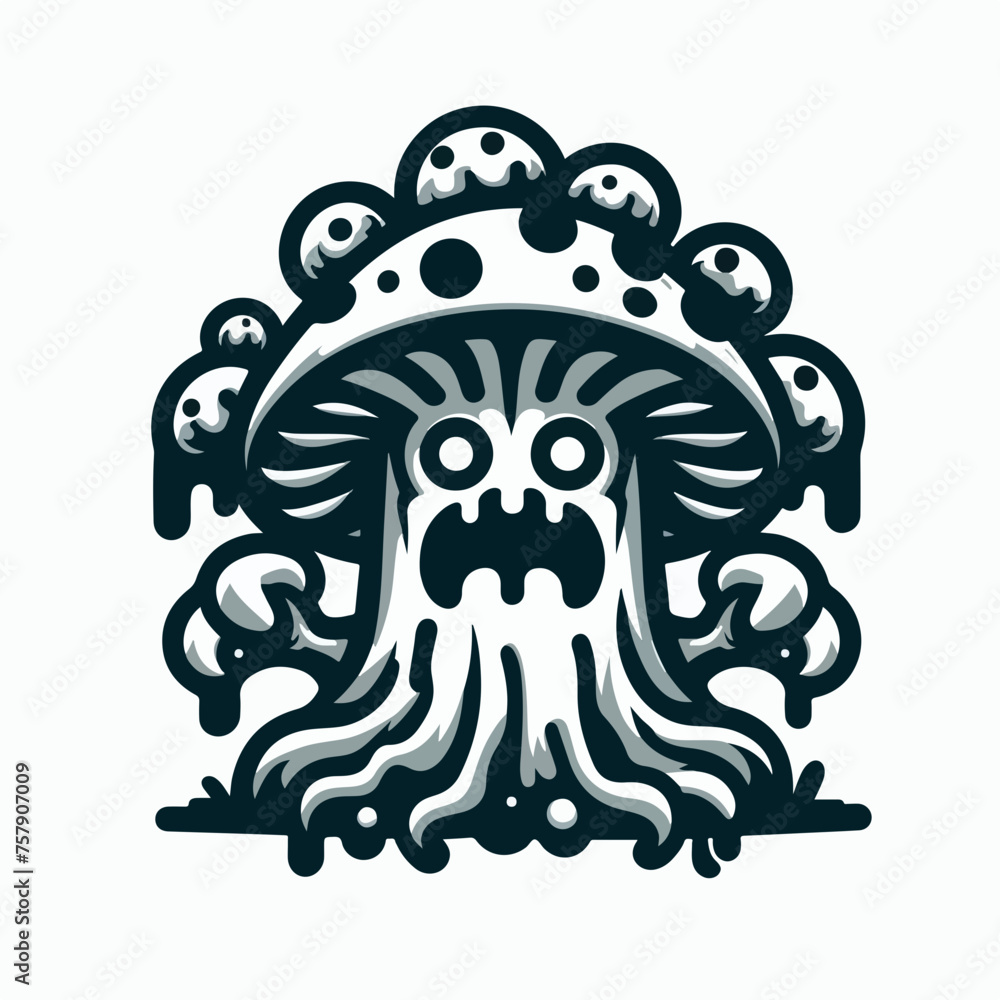 Vecteur Stock Typical fungi mushroom monster cell. Fungal Hyphae ...