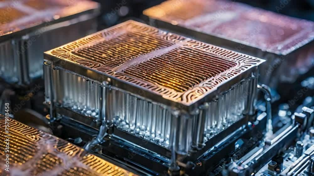Close-up shots of a quantum computer's cooling system, highlighting the ...