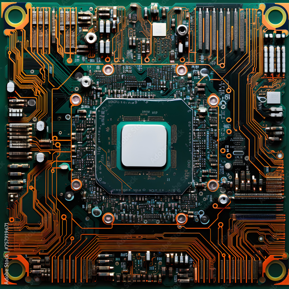 High-Resolution Close-up Image of a Complex CPU Motherboard with its Intricate Circuitry Stock ...