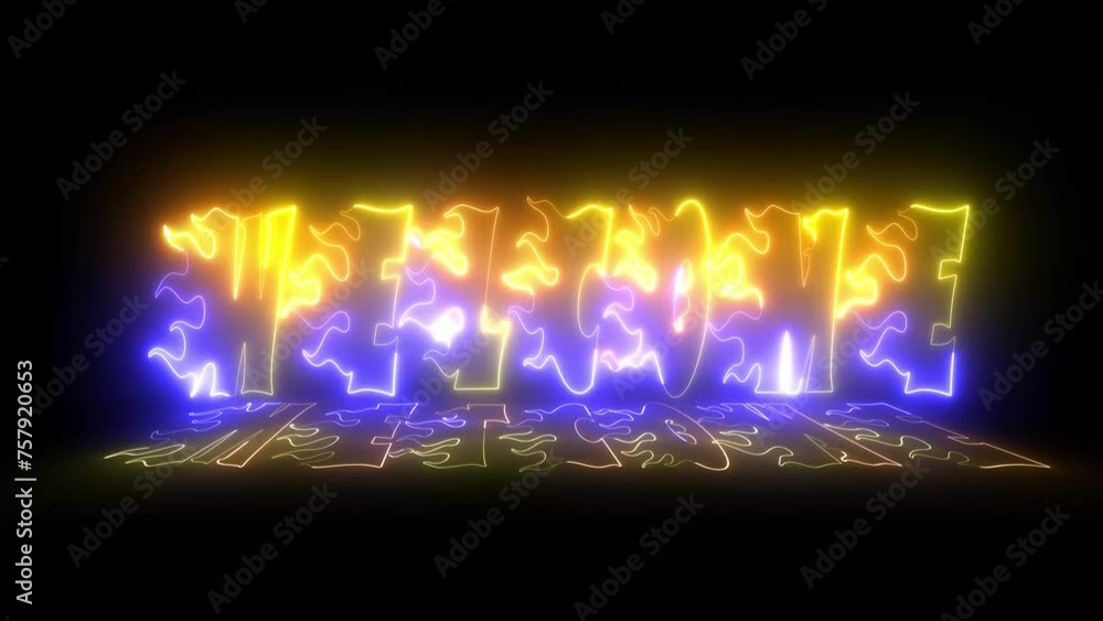 Glowing 3D Welcome text background animation on the black background ...