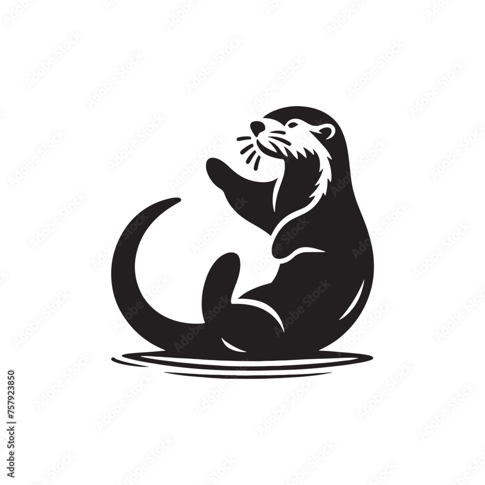 Sea otter Vector Silhouette: A Tranquil Silhouette Embracing the ...