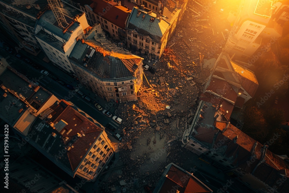 An earthquake's wrath unfolds in a photo, with homes crumbled, trees ...
