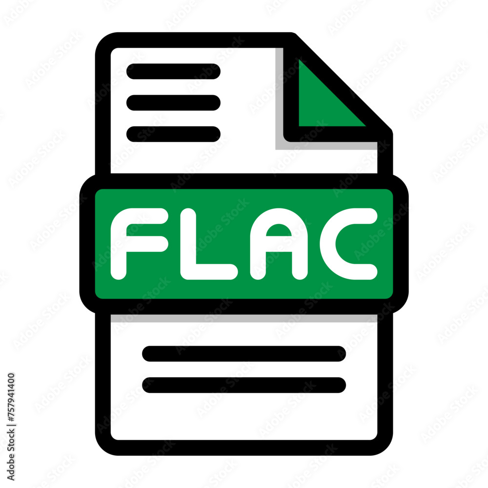 Flac file icon. flat audio file, icons format symbols. Vector ...