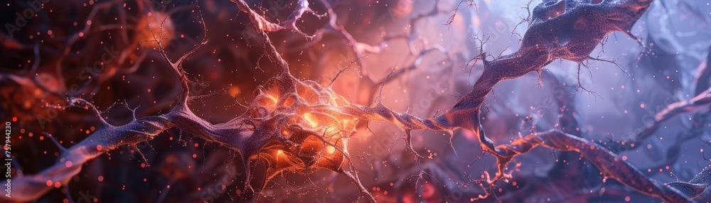 An intricate web of neural pathways that twist and spiral through a ...