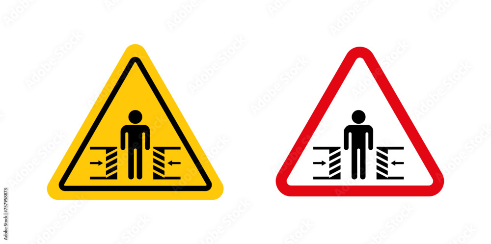 Risk of crushing warning sign. squeeze finger hazard symbol. Stock ...