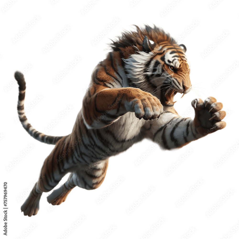 Intense Attacking Tiger PNG: Impressive Visual of Aggressive Wildlife ...