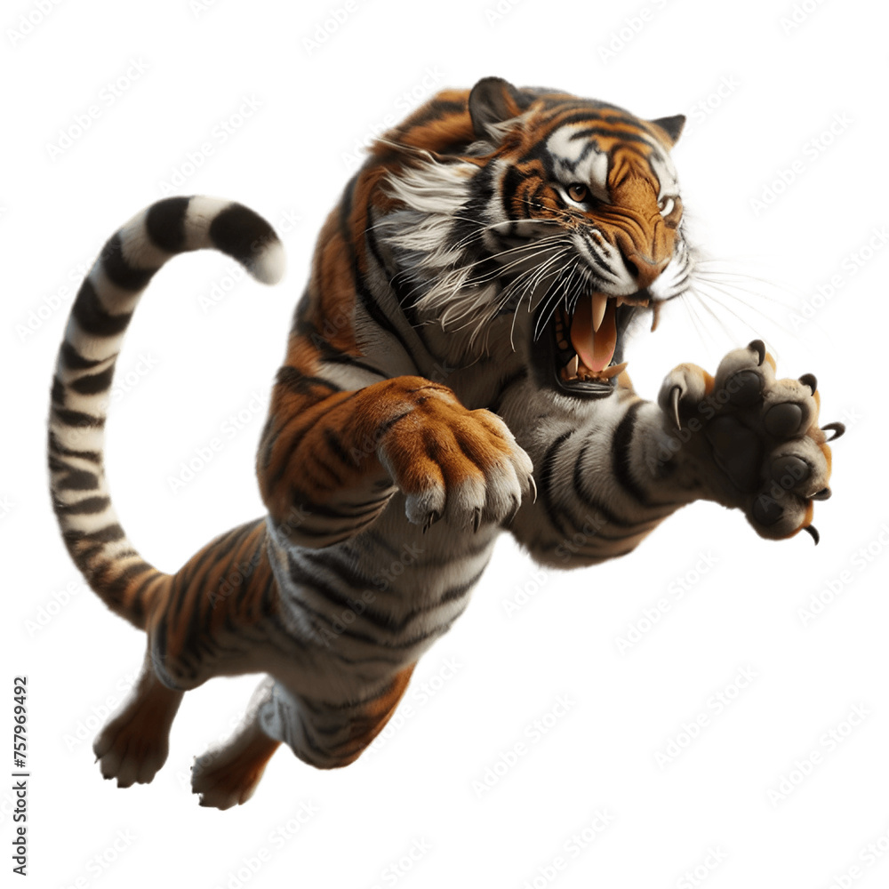 Majestic Attacking Tiger PNG: Magnificent Representation of Wild ...
