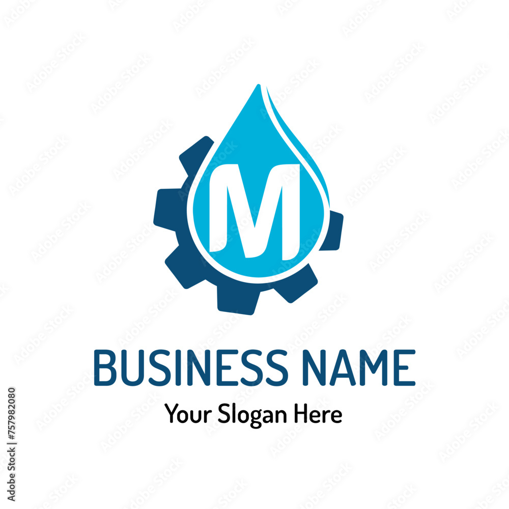 Letter M Logo Idea for Water Repair, Water Maintenance. Simple Modern ...
