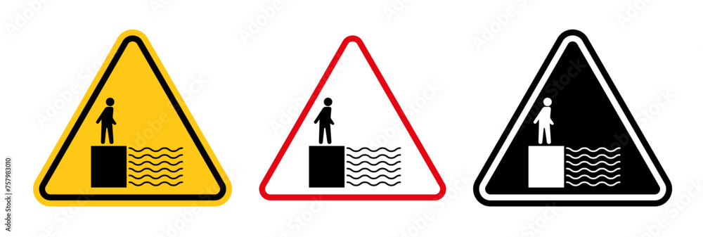 Deep Water Hazard Caution. Warning Sign for Marine and Beach Areas ...