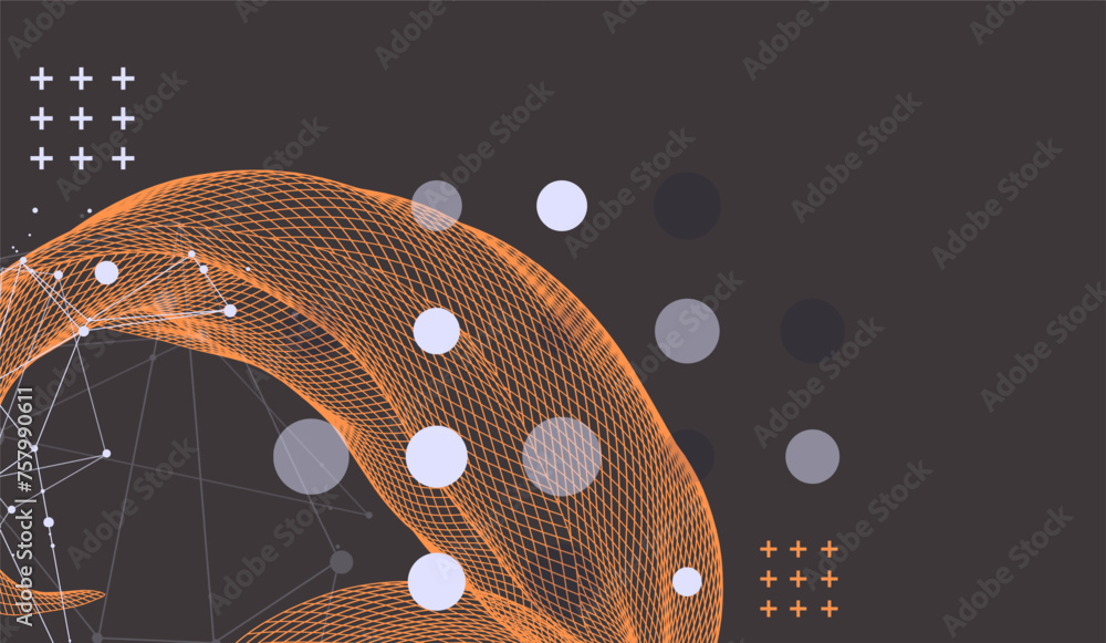 The abstract wave is made in a frame style. Template for science and ...