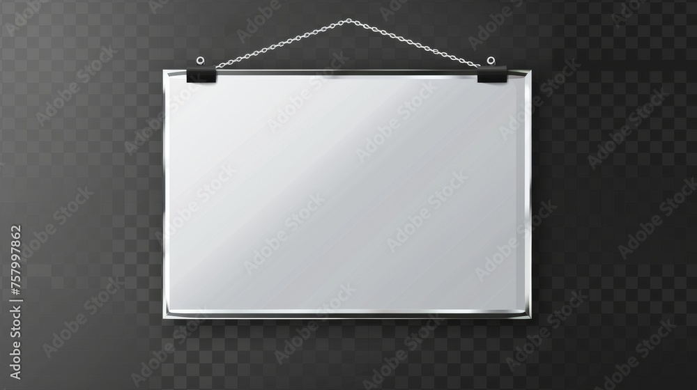 Poster with acrylic frame hanging on wall isolated on transparent ...