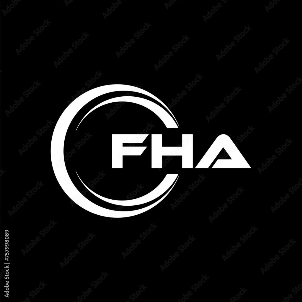 FHA letter logo design in illustration. Vector logo, calligraphy ...