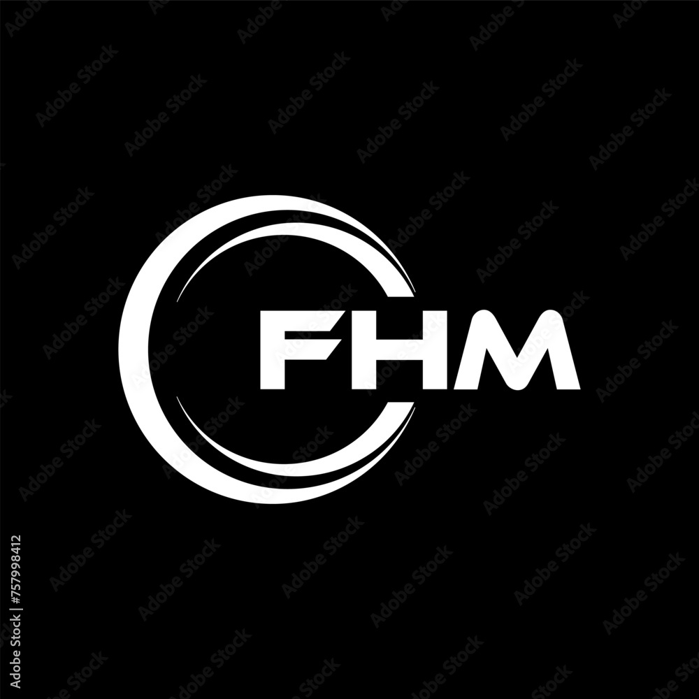 FHM letter logo design in illustration. Vector logo, calligraphy ...