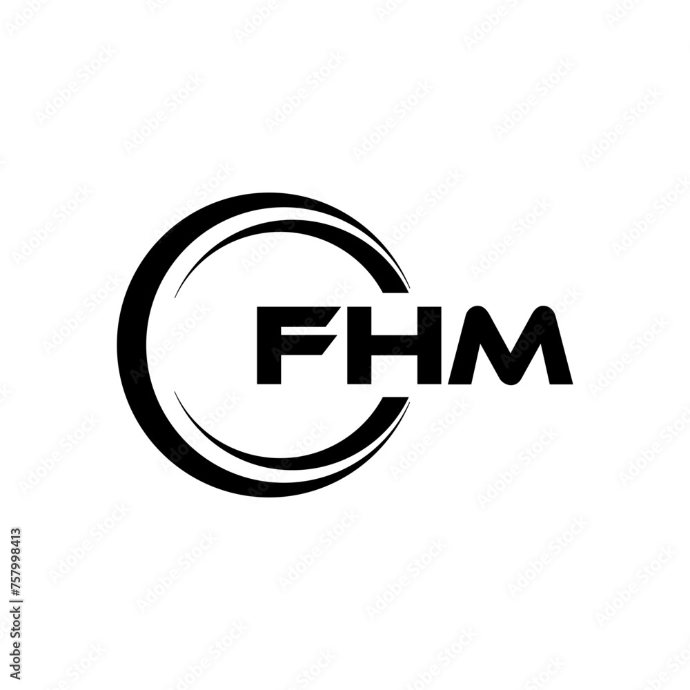 FHM letter logo design in illustration. Vector logo, calligraphy ...