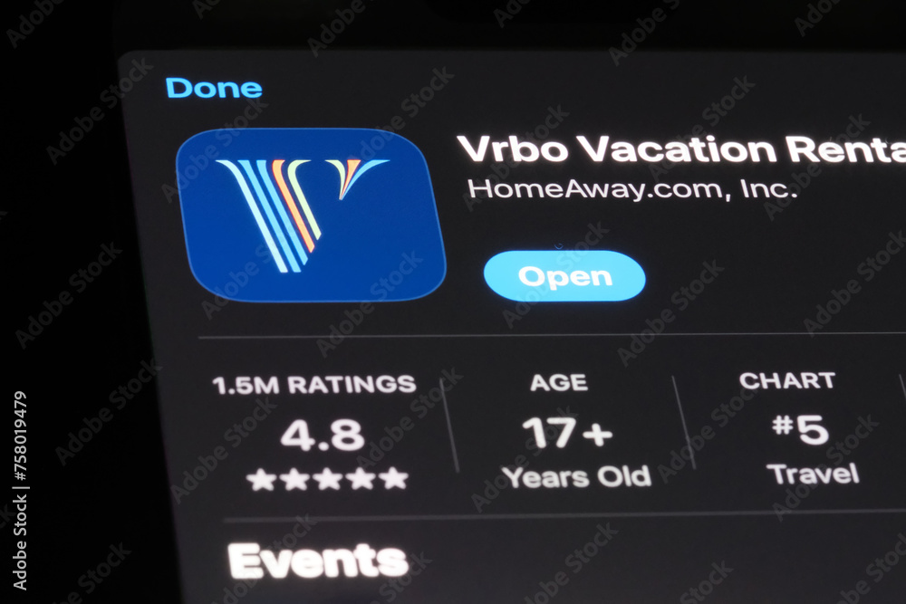 Shanghai,China-March 14th 2024: Vrbo app icon. online rental company ...