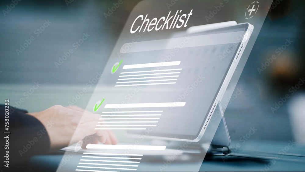 fictional checklist software with a checklist and checked off points ...