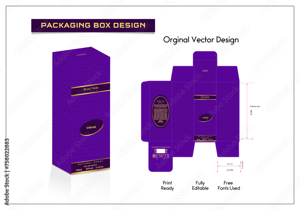 Luxury Packaging box design with Box dies line, 3d Box Mockup, icon ...