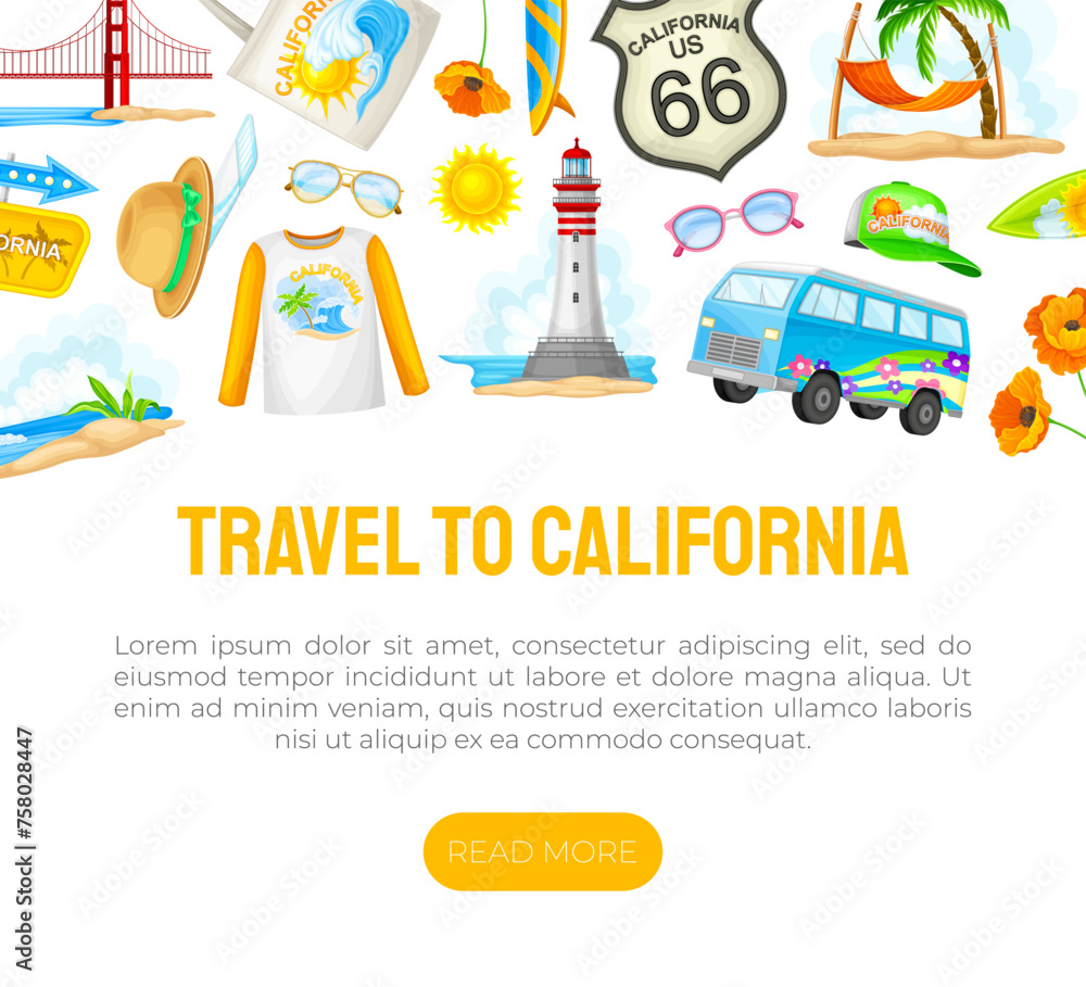 Welcome to California Banner Design with Sunny State Object Vector ...