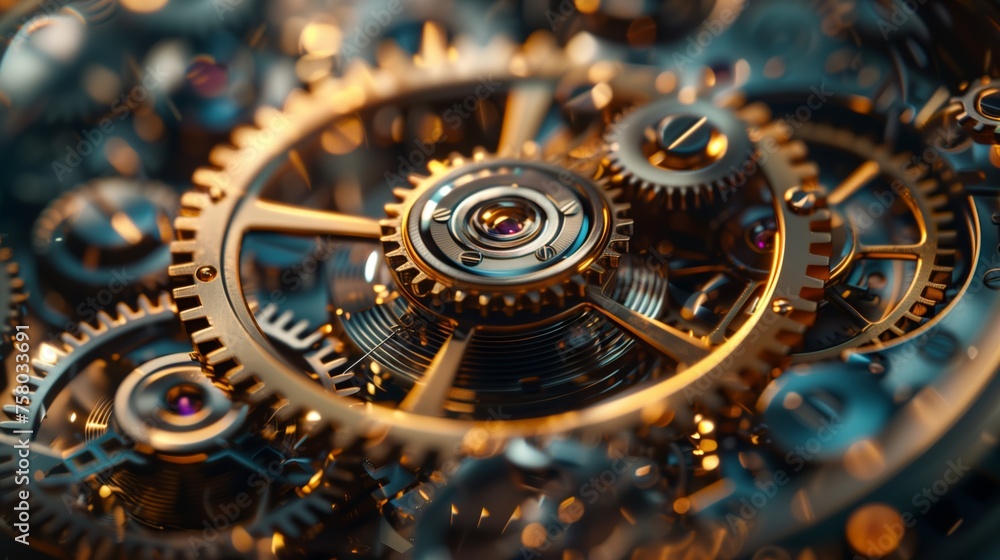 Detailed Watch Gears and Movements Close-Up. Macro shot highlighting ...