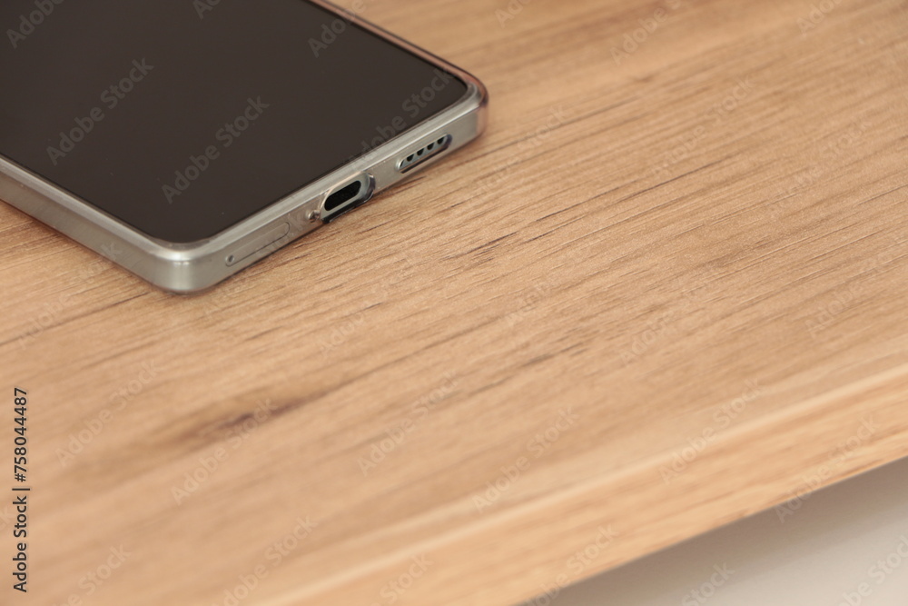 usb type-c port on mobile phone. Socket in the phone under a usb type-c ...