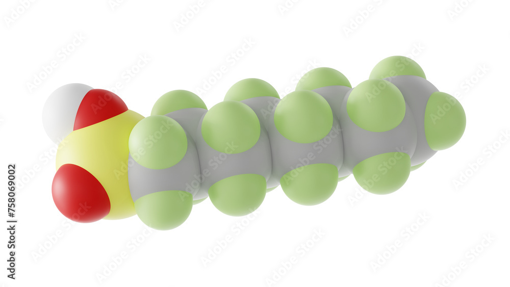 perfluorooctanesulfonic acid molecule, pfos, molecular structure ...