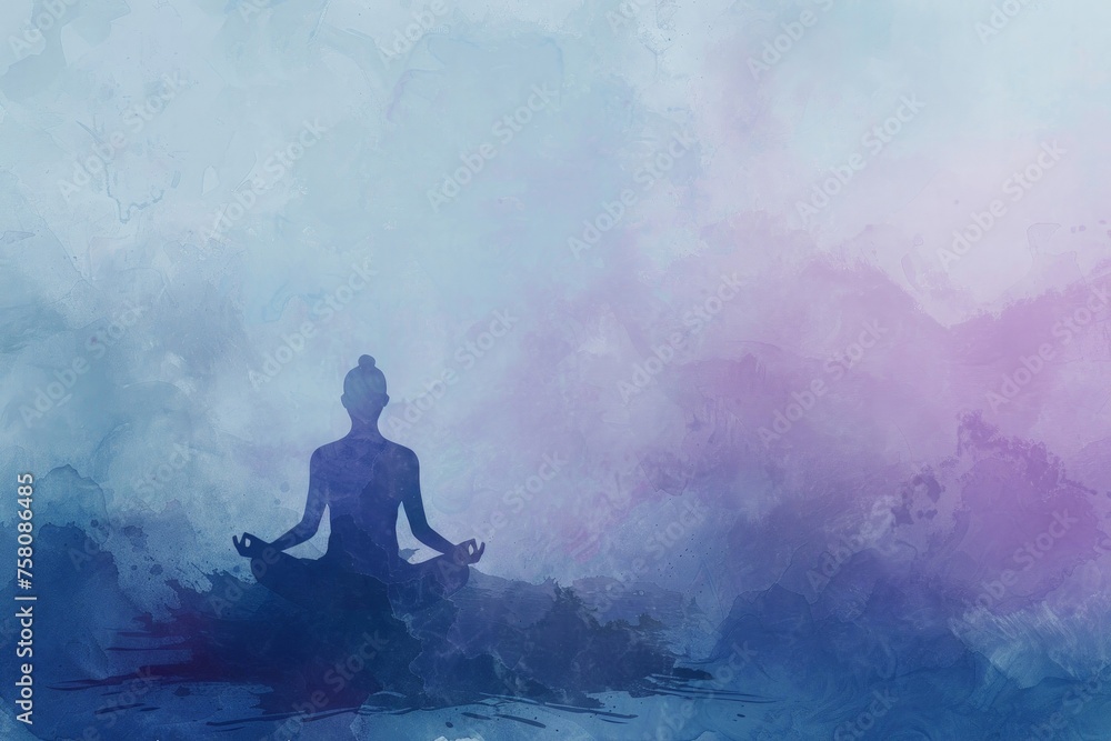 Hand-drawn pastel digital watercolour paint sketch A calm figure ...