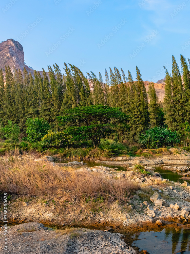 Beautiful view of landscape concave and complex mountains with ...