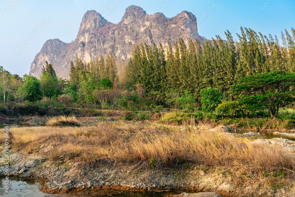 Beautiful view of landscape concave and complex mountains with ...