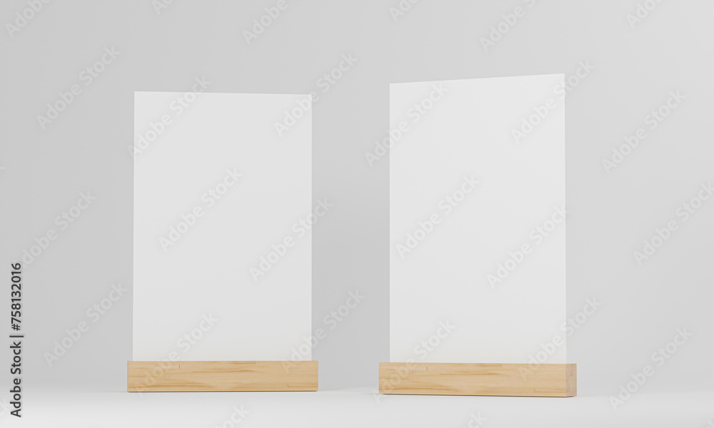 Mock up blank white Table Tent wood isolated on white background ...