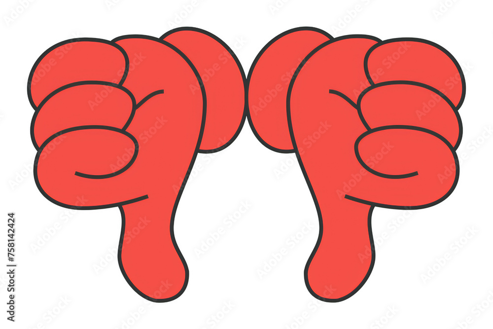Cartoon red double thumbs down emoji emoticon. Transparent background ...