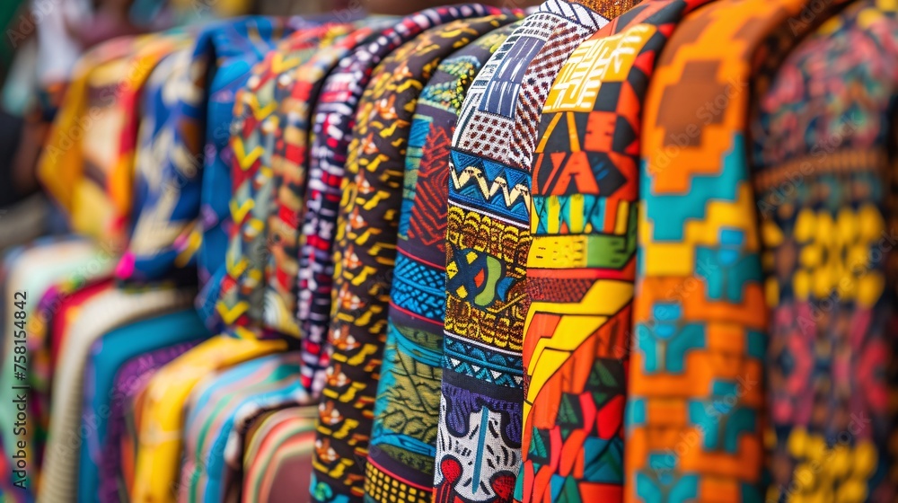 The vibrant colors and intricate patterns of traditional African kente ...