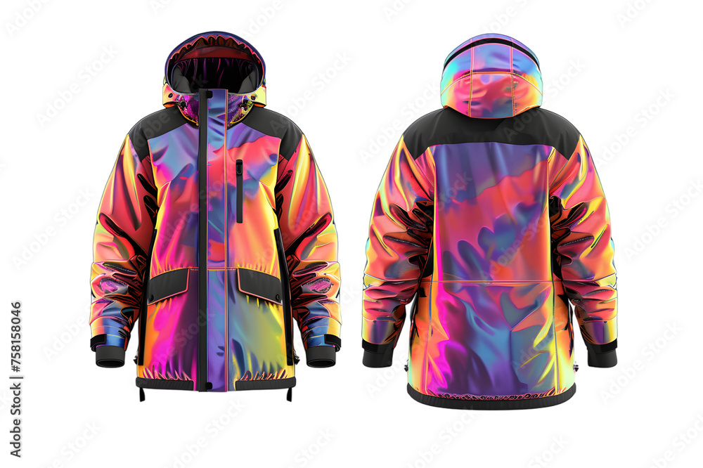 Front and back view of a thermal reflective parka template. Innovative ...