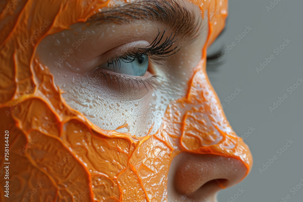Orange Peel Skin Texture, Front view, Photorealistic portrayal of ...